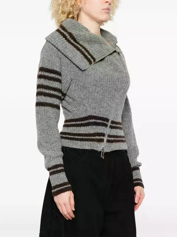 Attico Striped Zip-front Cardigan