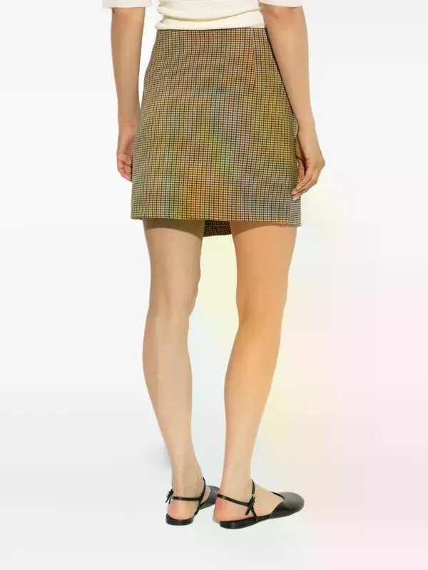 GESTUZ Check Pattern Wrap Skirt - Neutrals