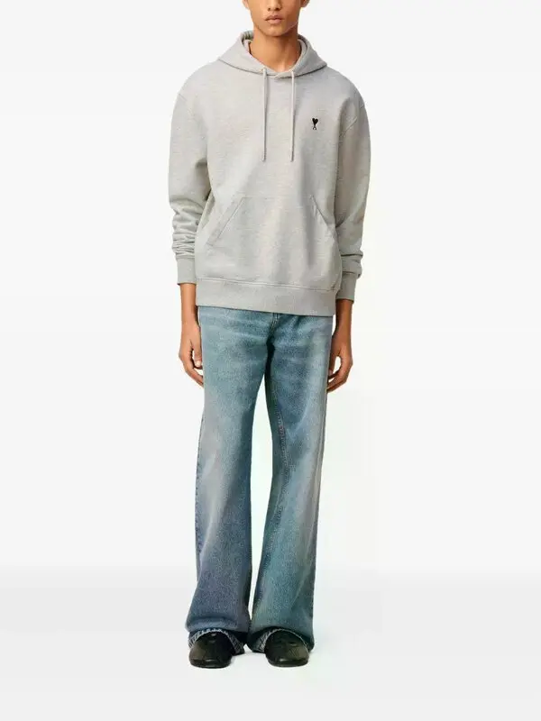 AMI Paris De Coeur Cotton Hoodie - Grey