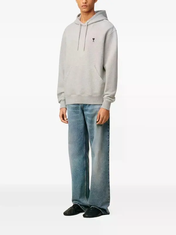 AMI Paris De Coeur Cotton Hoodie - Grey