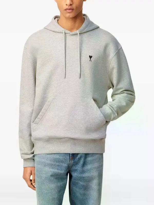 AMI Paris De Coeur Cotton Hoodie - Grey