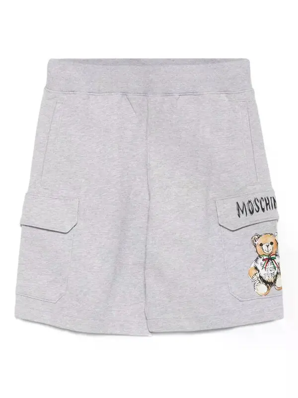 Moschino Teddy Bear Patch Cargo Shorts - Grey
