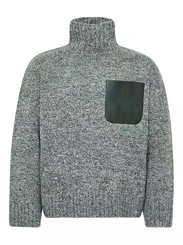 JW Anderson High Neck Leather Pocket Sweater - Grey