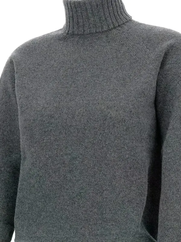 DRUMOHR Ribbed Turtleneck Lambswool Sweater - Grey