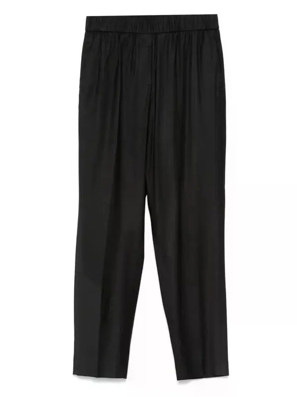 Peserico Elastic-waist Trousers With Side Slash Pockets - Black