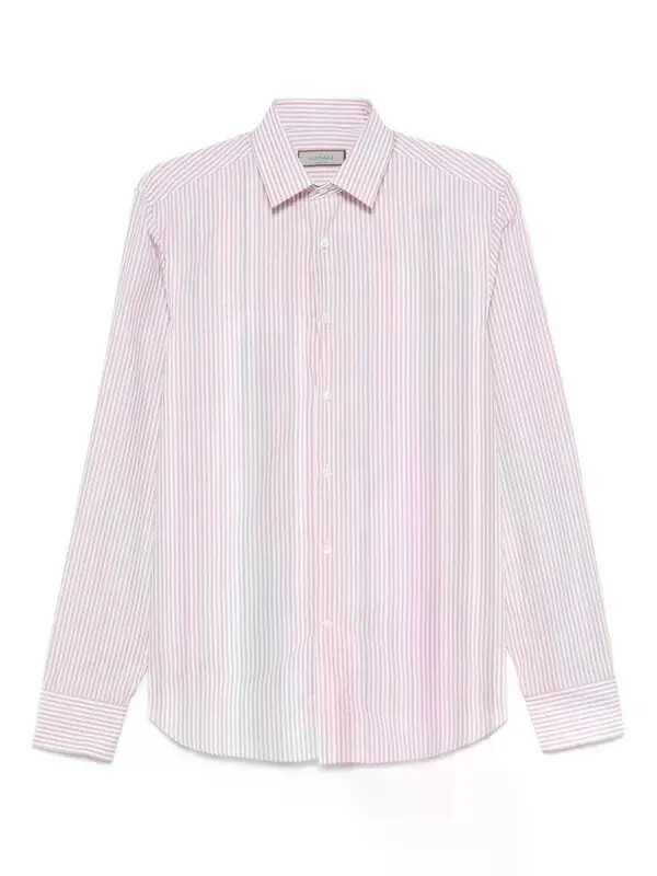 Canali Striped Cotton Shirt - Red