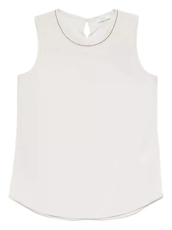 Peserico Embellished Sleeveless Top - Neutrals