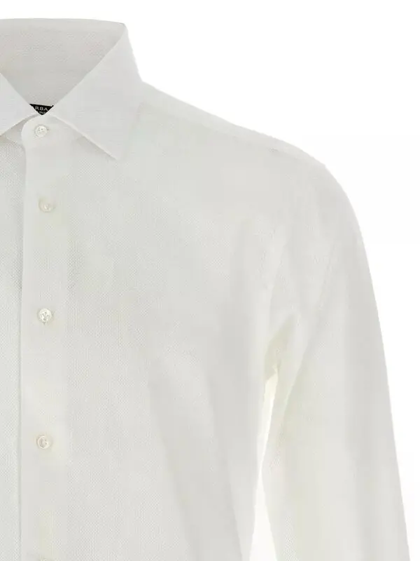 BARBA NAPOLI Honeycomb-pattern Cotton Shirt