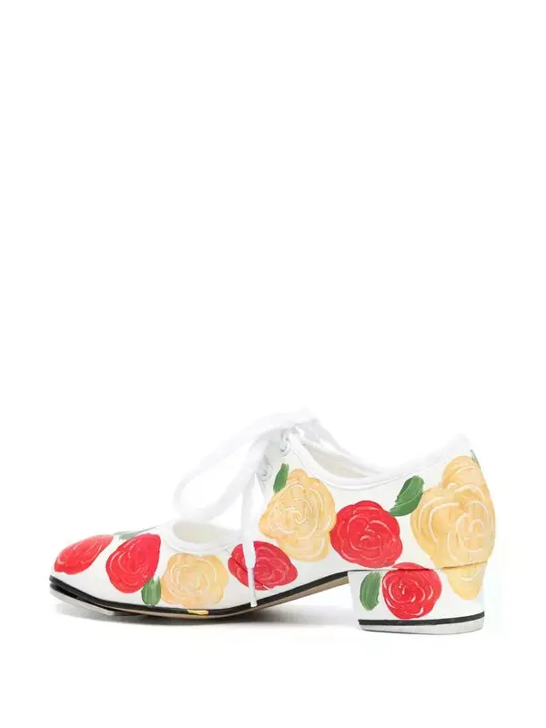 Comme Des Garçons Floral Print Lace-up Pumps