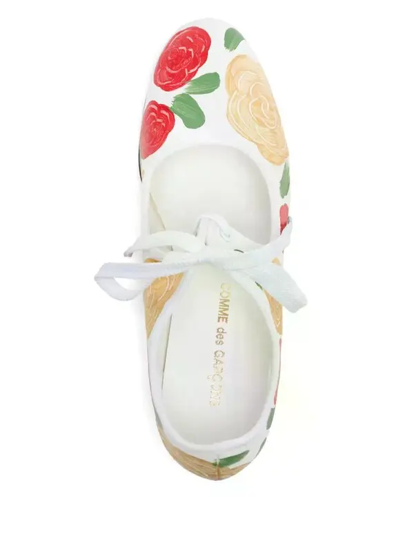 Comme Des Garçons Floral Print Lace-up Pumps