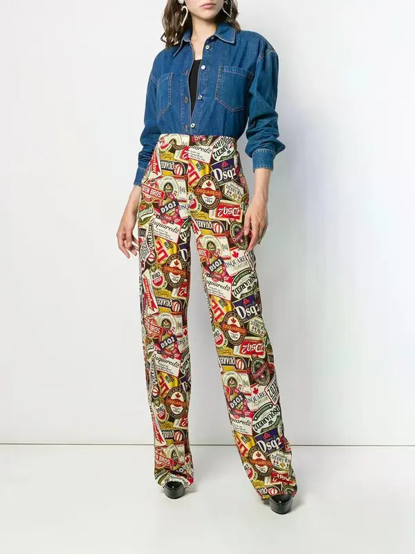 Dsquared2 Printed Palazzo Pants - Neutrals