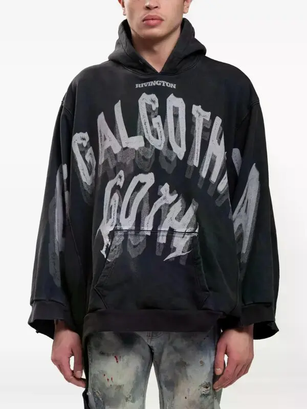 RRR123 Graphic-print Hoodie - Black