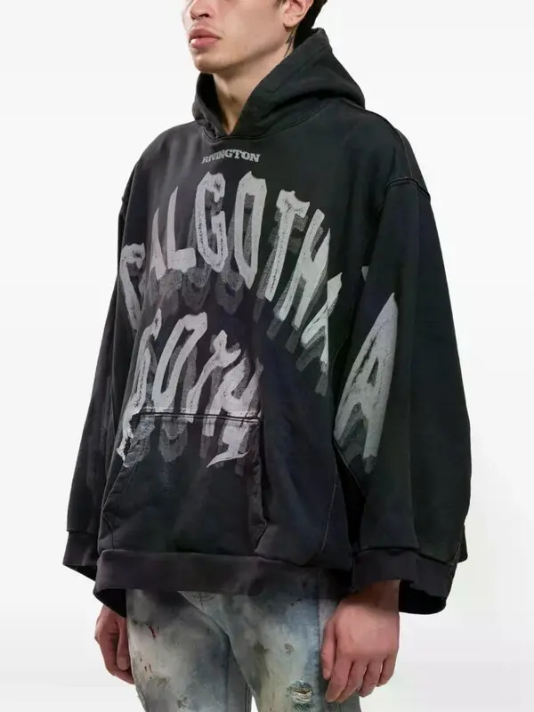 RRR123 Graphic-print Hoodie - Black