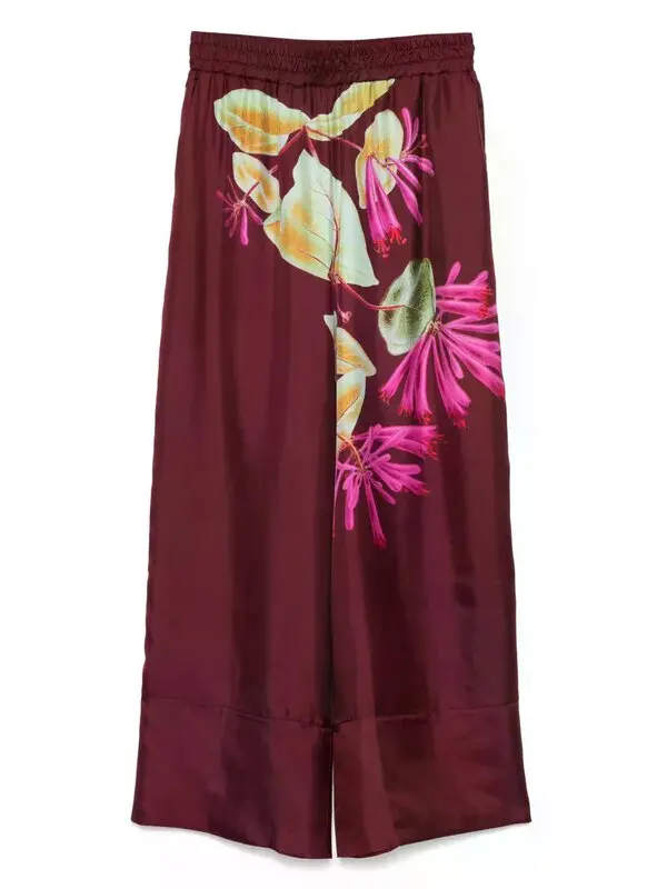 PIERRE-LOUIS MASCIA Floral Print Wide Leg Trousers - Red