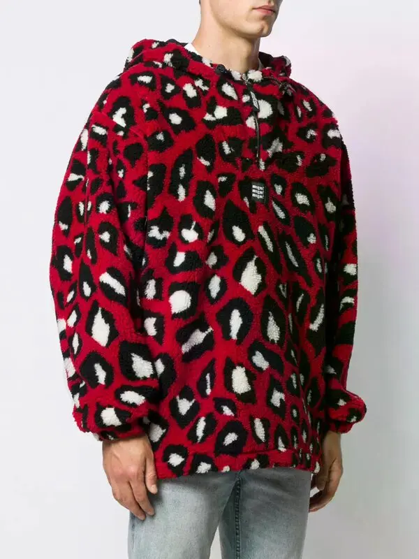 MSGM Animal Print Shearling Hooded Sweater