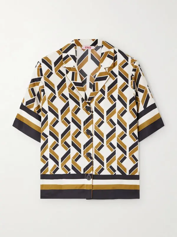 ERES Sonore' Geometric Print Silk-twill Shirt