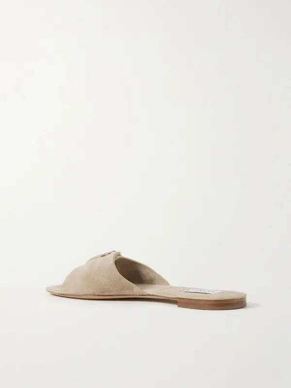 Gabriela Hearst Briar Suede Slides With Gold-tone Buckles