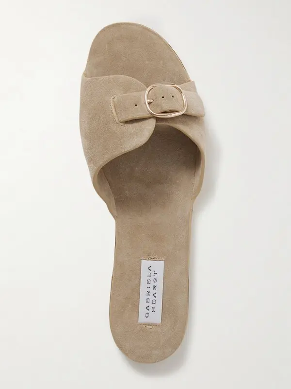 Gabriela Hearst Briar Suede Slides With Gold-tone Buckles