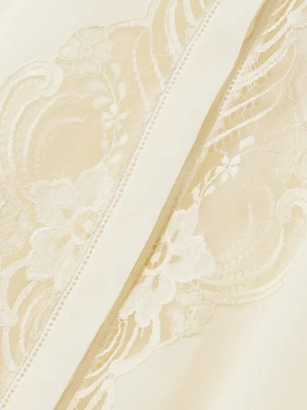 Chloé Embroidered Lace-trimmed Organic Silk-georgette Blouse