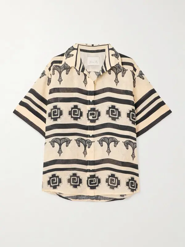 Johanna Ortiz La Creciente Printed Linen Shirt - Multi