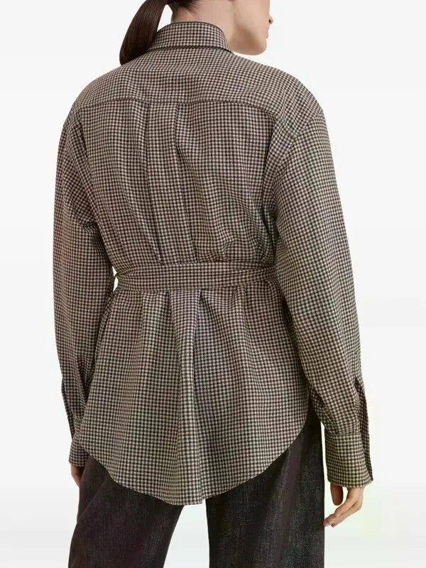 Brunello Cucinelli Checked Shirt With Belted Waist