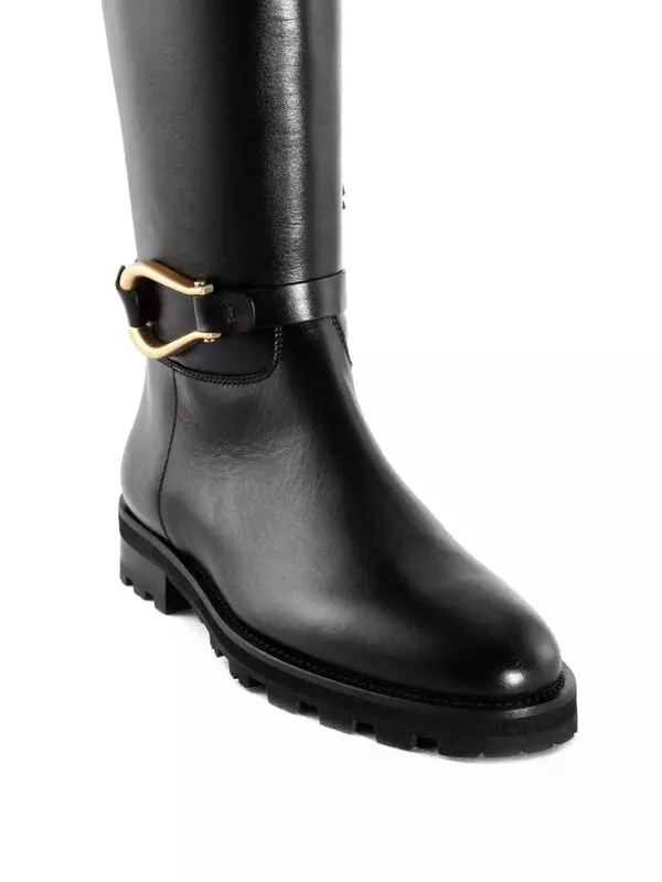 Roberto Festa Knee-high Leather Boots With Side Zip - Black