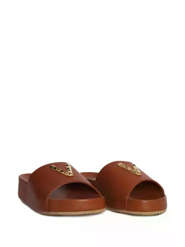 VIA ROMA 15 Leather V-detail Sandals - Brown