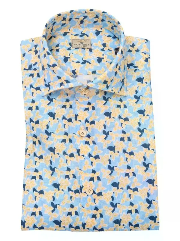 SONRISA Floral-print Linen Shirt