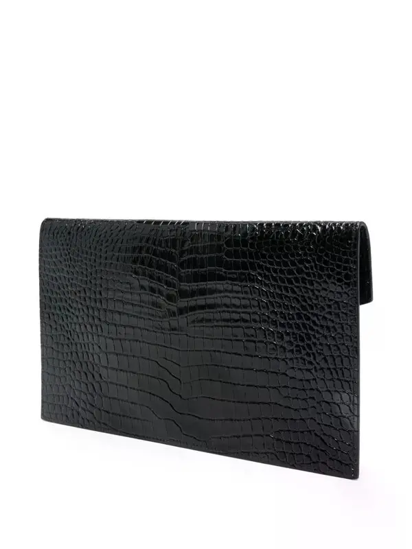 Saint Laurent Uptown Crocodile-effect Leather Pouch