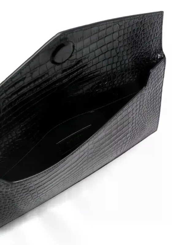 Saint Laurent Uptown Crocodile-effect Leather Pouch