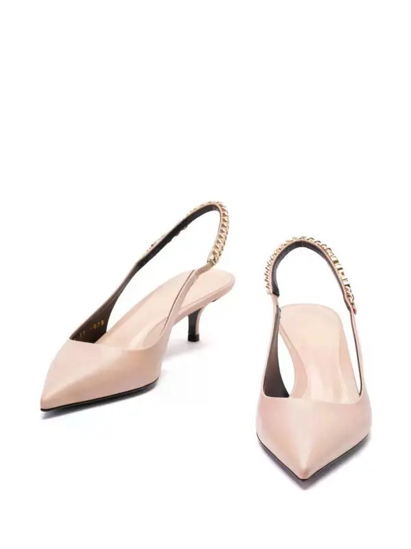 Gucci 45mm Chain Slingback Pumps - Pink