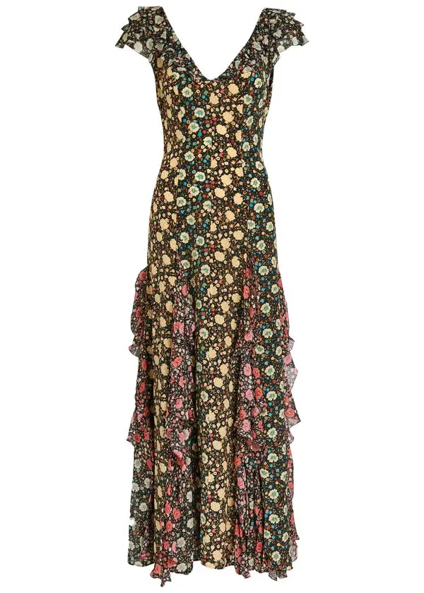 Rixo Ambika Floral-print Silk-chiffon Maxi Dress