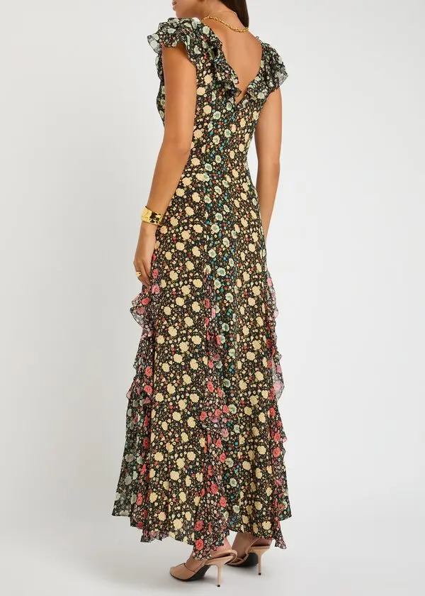 Rixo Ambika Floral-print Silk-chiffon Maxi Dress