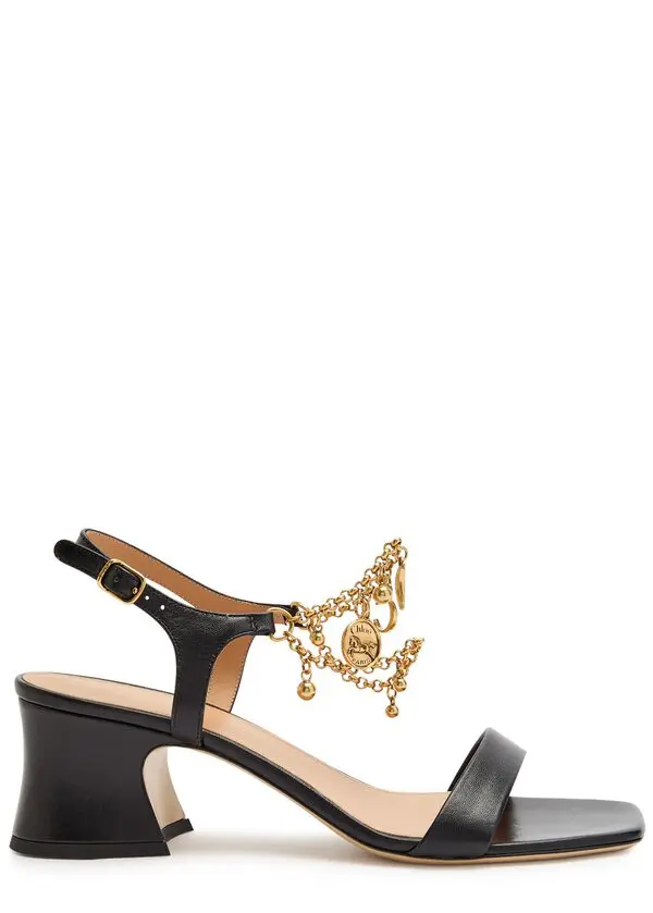 Chloé Charms 55 Chain-embellished Leather Sandals - Black