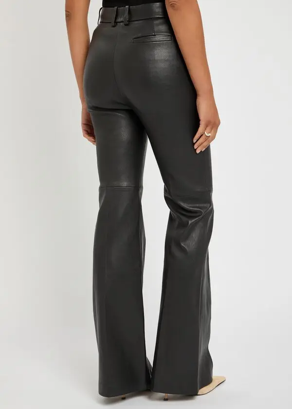 JOSEPH Tafira Leather Flared Trousers - Black