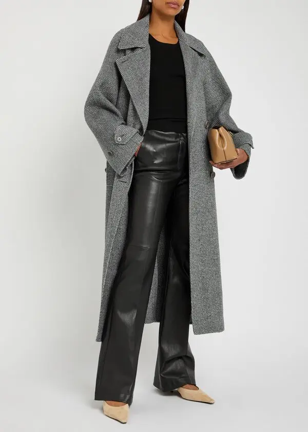 JOSEPH Tafira Leather Flared Trousers - Black