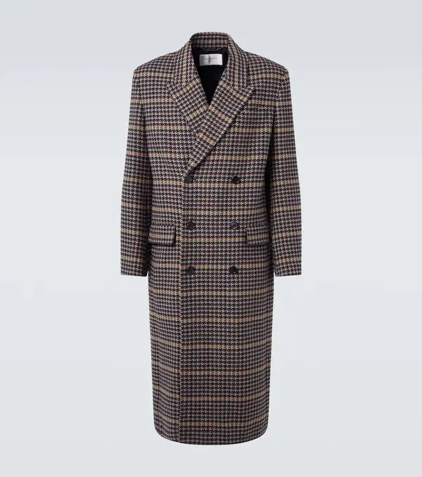 Saint Laurent Houndstooth Wool Overcoat