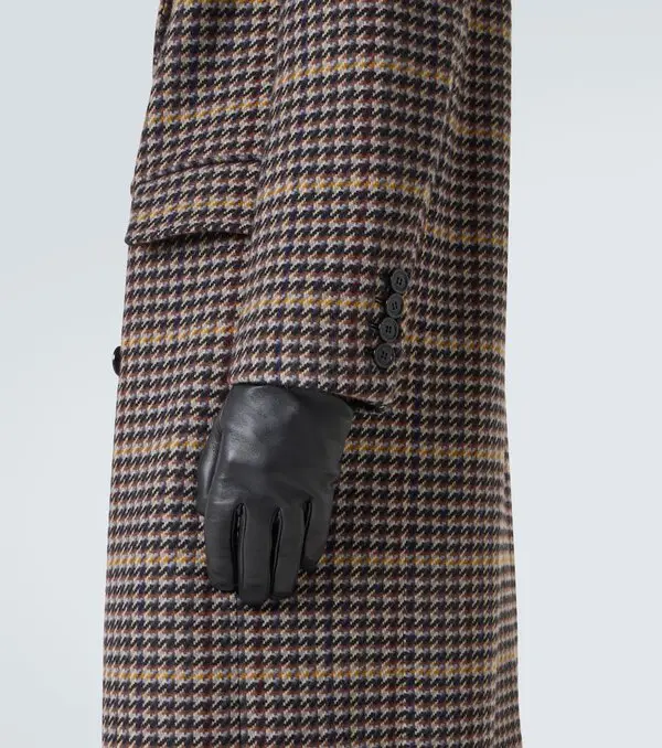Saint Laurent Houndstooth Wool Overcoat