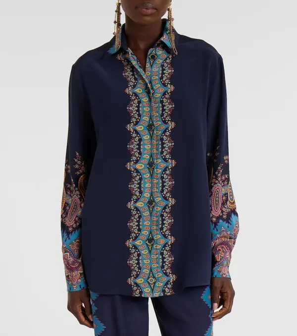 Etro Printed Silk Crepe De Chine Shirt