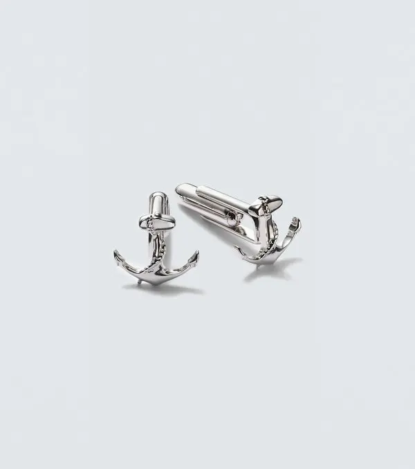Mateo Anchor Rhodium-plated Sterling Cufflinks - Silver