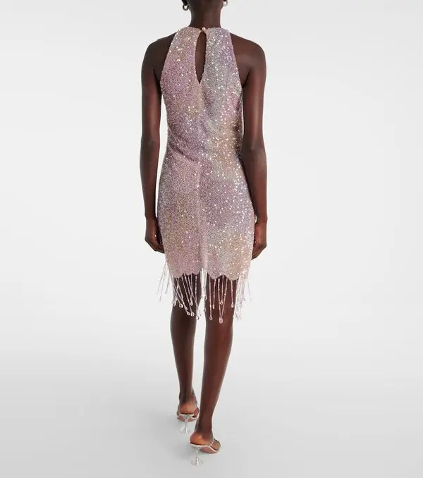 CLIO PEPPIATT Fringed Sequined Minidress