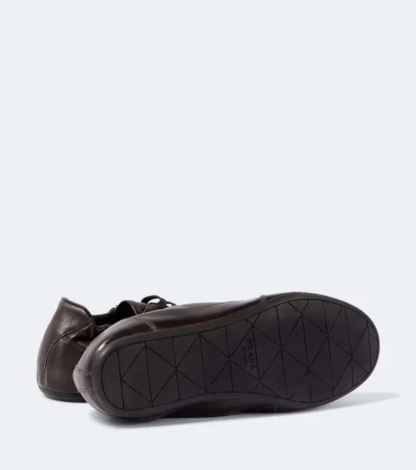 Prada Leather Sneakers - Brown