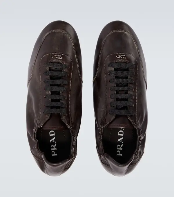 Prada Leather Sneakers - Brown