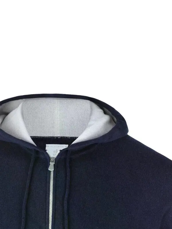 Eleventy Cashmere Zip-up Hooded Sweater - Blue