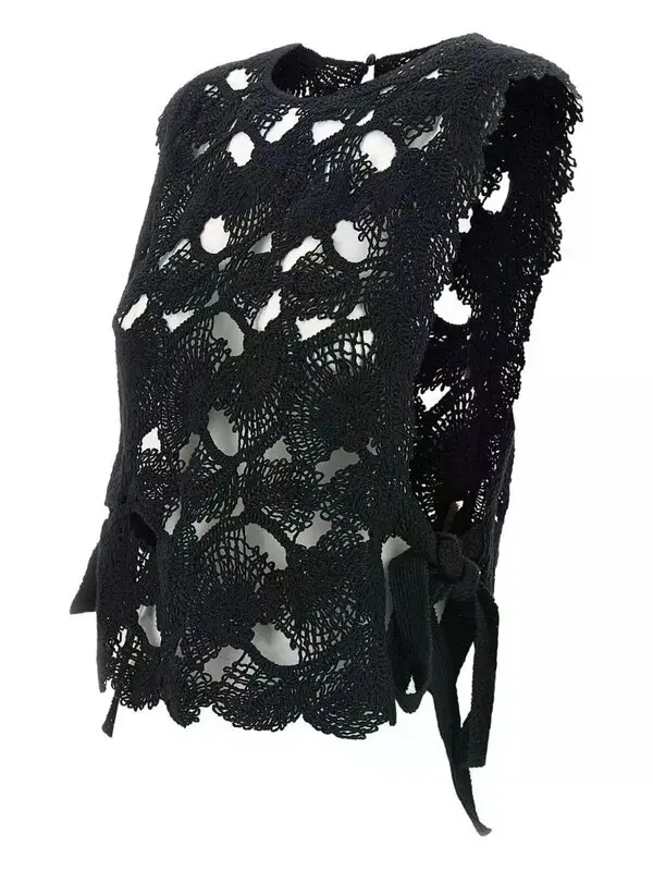 KANGRA Crochet-knit Sleeveless Top - Black