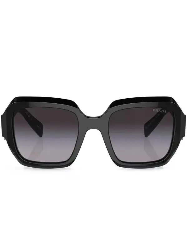 Prada Logo Print Oversize Frame Sunglasses - Black