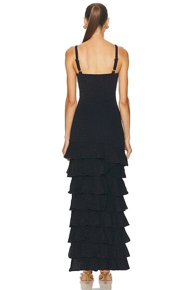 PatBO Textured Mesh Flutter Midi Dress With Gold-tone Hardware