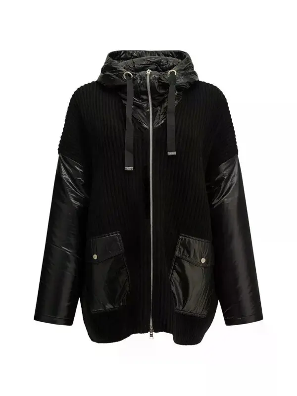 Herno Hooded Ribbed Jacket - Black