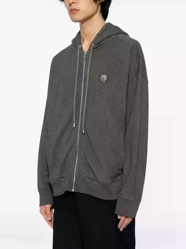 Maison Kitsuné Fox-head Patch Zip-up Hoodie - Grey