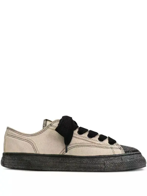 GENERAL SCALE. General Scale Roy Smudged Canvas Sneakers - Neutrals